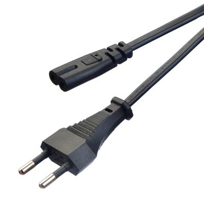 China 2.5A 2 Pin Plug Power Cords Black Kettle Plug with Connector or Socket Oxygen Free Bared Stranded Copper Conductor for sale