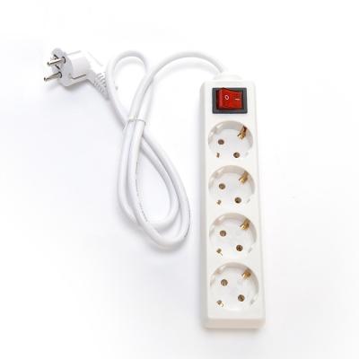 China 1m 2m 3m European Plug Adapter With 4 Outlet Power Strips H05VV-F 3x1.5mm2 Power Cable Eu Plug 16A for Electrical Plug for sale