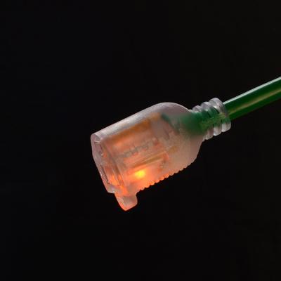 China 15FT Green Outdoor Extension Cord with 3 Prong Grounded Plug and 3 Electrical Power Outlets 16/3 SJTW Durable Green Cable for sale