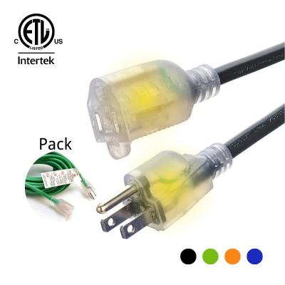 China 250V Nivel 12/3 50 pies de resistencia al agua de carga pesada del cable de extensión con el indicador iluminado extremo desnudo conductor de cobre en cadena en venta