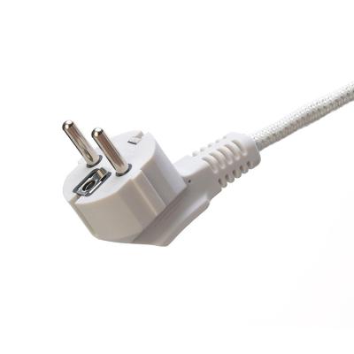 China CEE 16A Electric Iron Cotton Cable VDE Black White Ac Power Cord Steam Home Appliance H03RT-F 3x42/0.15mm Male End Type for sale