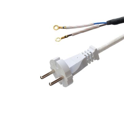 China CEE 16A Electric Iron Cotton Cable VDE Black White Ac Power Cord Steam Home Appliance H03RT-F 3x42/0.15mm Male End Type for sale