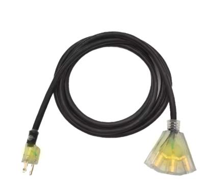 中国 プラグ 3ピンとNEMA 女性端型 屋外用 3 角 13 アンペア 12/3 SJTW 多重ブラック拡張コード ライト 販売のため