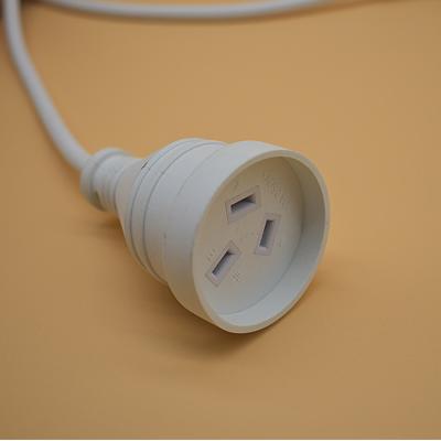 China AC Power Cord Standard Australian AU 3-Pin Plug Custom Length White Power Extension Lead Cord Rated Current 5A for sale