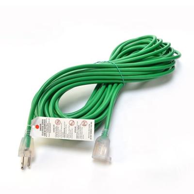 China 3X8/10/12/14/16AWG Nominale spanning 125V NEMA Vrouwelijke licht eind ETL gecertificeerd Amerikaanse 3-kern verlengsnoer Outdoor koper stroomkabel Te koop