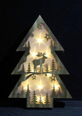 China wooden festival christmas tree shaped gift home decoration battery led light for sale