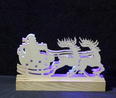 China Wholesale christmas wooden decoration 3D deer shaped led lights gift for kids for sale