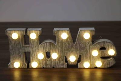 China Customized decoration wooden alphabet letter love type led lights for sale