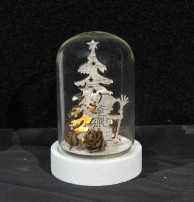 China 2017 new products Glass Dome light Wholesale with Wood House and Wood Base Christmas decoration led lighting for sale
