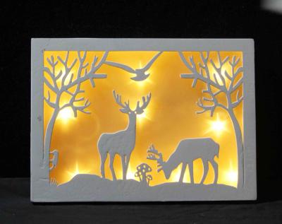 China wholesale hanging eco-friendly wooden christmas decoration led light box for sale