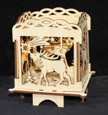 China Wholesale christmas wooden decoration 3D deer shaped led lights gift for kids for sale