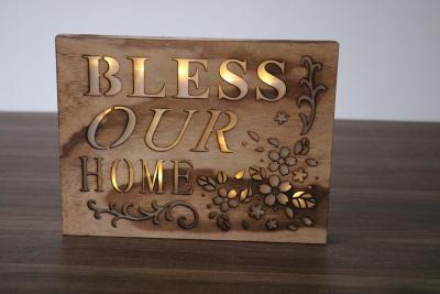 China wholesale hanging eco-friendly wooden christmas decoration led light box for sale