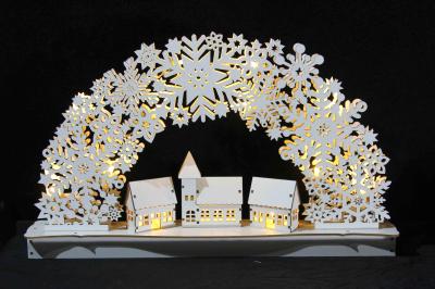 China Battery Operated LED Wooden Christmas Bridge Holiday Lighting linhai china for sale