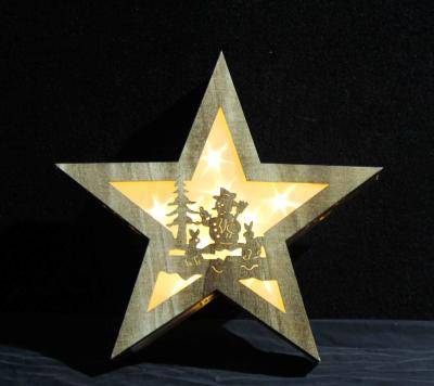 China Christmas decoration star shaped wooden light box for sale