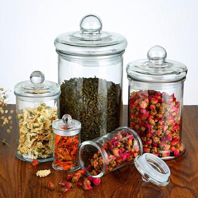 China 150ml 350ml Empty Glass Bottles , Glass Storage Jars Tea For Candy Tea Packing for sale