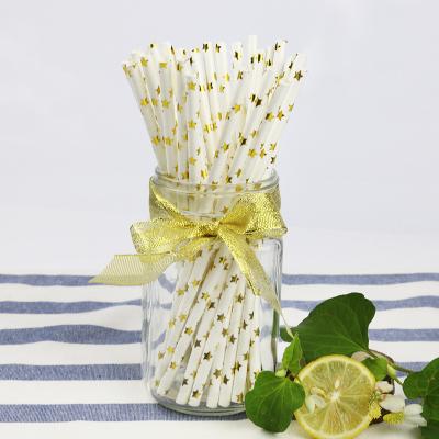 China Recyclable Print Paper Drinking Straws In Bulk Gold Foil Pattern Iso9001 for sale