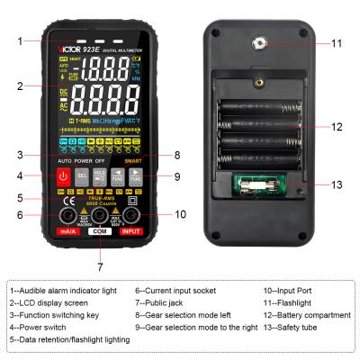 China VICTOR 923E Digitale multimeter met kleurrijk scherm Smart Auto range multimeter Te koop