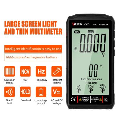 China VICTOR 925 Digitale multimeter met lithiumbatterie en fullscreen 9999 LCD-display Te koop