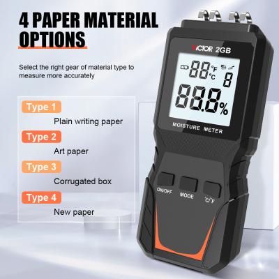 China PAPER MOISTURE TESTER VICTOR2GB Portable Tester Meter wood grain Moisture moisture meter 	environment meters for sale