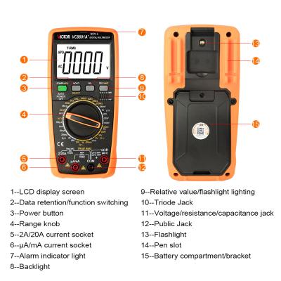 China Victor VC9804A+ 9804 Pocket Multimeter True RMS AC DC 1000V 20A multimeter digital for sale