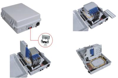中国 プラスチック繊維の光学配電箱、292.5X227.5X102mmの壁は/、IP65,2PCS 1X8 /1X16のディバイダー、切られていない支持ポーランド人取付けました 販売のため