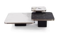 China Luxury Ceramic Marble Stainless Steel Coffee Table Set 1200x1200x320 mm for sale