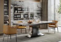 China White Titanium Stainless Steel Marble Dining Table 1000mm Width Rectangle for sale