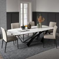 China Origami Marble Top Stainless Steel Dining Table 2200x1000x750mm Rectangular for sale