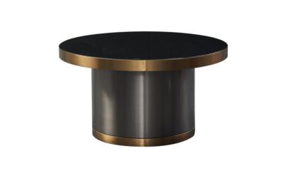 China Visually Pleasing  Circular Glass Coffee Table , Harmonious Dark Glass Coffee Table for sale