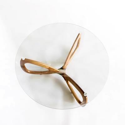 Cina Tavolo da caffè in acciaio inossidabile in vetro a forma di farfalla Elegante moderno in vendita