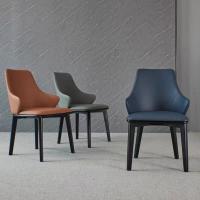 China Italian Style Half Armrest Dining Chair PU Leather Solid Ash Wood 510x580x850mm for sale