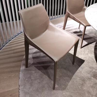 China Parallel Bar Leather Metal Base Dining Chairs  Visually Striking for sale
