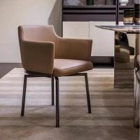 China Swivel Leather Dining Chair 560mm Width PU Leather Upholstered Rolling Seat for sale