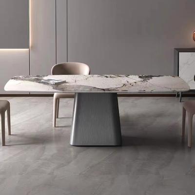 China Elegant Rectangular Stainless Steel Marble Dining Table 750mm Height for sale