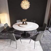 China Contemporary Ceramic Marble Dining Table 1350mm Stainless Steel Base Round for sale
