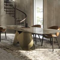 China Luxury Modern Ceramic Marble Top Dining Table 2400mm Stainless Steel Base for sale