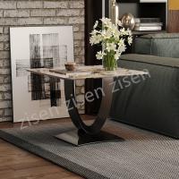 China Arc Marble End Coffee Table Ceramic Top Stainless Steel Base 700x700x500mm Modern for sale