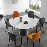 China Elegant Ceramic Marble Round Extendable Dining Table 8 Seater 1500mm Stainless Steel Base for sale