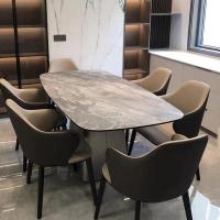 China Rectangular Marble Metal Dining Table 2000mm Length  With Column for sale