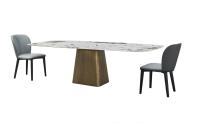 China Rectangular Marble Metal Dining Table 2000mm Length  With Column for sale