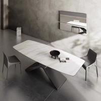 China Ceramic Marble Dining Table 1800x900x750mm with X-Shaped Stainless Steel Base for sale