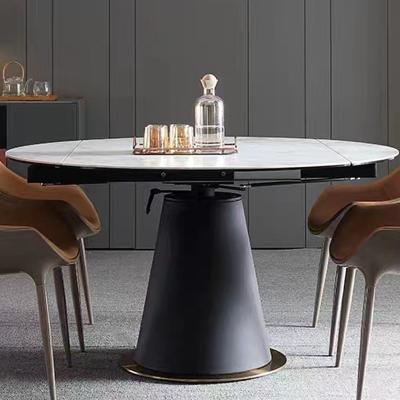Cina Tavolo da pranzo in vetro rotondo bianco senza cuciture Base in acciaio inossidabile contemporanea in vendita