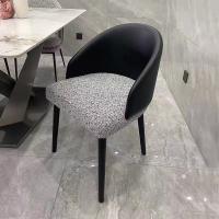 China Ash Wood Black Fabric Dining Chair PU Leather Backrest 560x650x800mm for sale