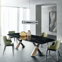 China Modern Luxe X Base Ceramic Marble Dining Table 2400x1100x750mm Stainless Steel for sale