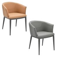 China ElegaCurve Leather Metal Base Dining Chair 600x590x730mm PU Leather Steel for sale