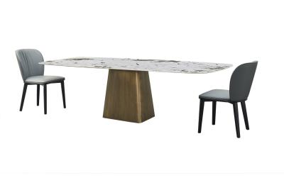 Cina Tavolo da pranzo in marmo in ceramica in acciaio inossidabile a colonna rettangolare in vendita