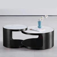 China Brushed Titanium Round Coffee Table with Ceramic Marble Top 800mm for sale