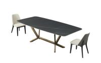China Rectangular Stainless Steel Marble Dining Table 200x100x75 cm Ceramic Top for sale