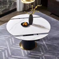 China Highly Practical Extendable Dining Room Table Seamless Extendable Round Dining Table With Leaf for sale