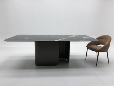 China OEM ODM Modern Ceramic Sintered Stone Dining Table Long Square Italian Marble Top Dining Table for sale